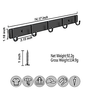 Funvalley Surperfect Coat Rack Wall Mounted 2 Packs,Heavy Duty Metal Hook Rack with 5 Hooks Kitchen Bathroom Storage Organizer Hanger for Coat Bag Hat Black