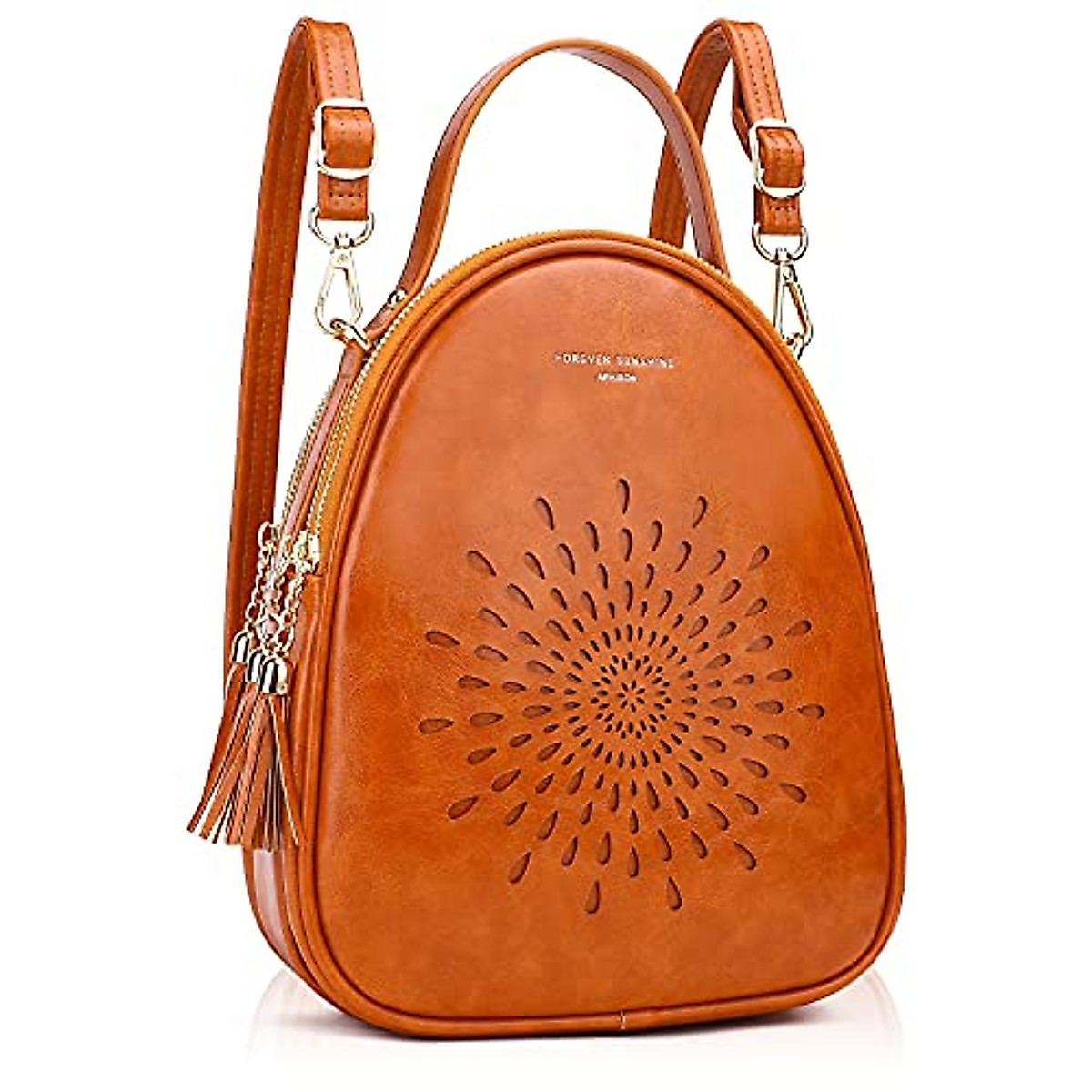 APHISON Fashion Mini Backpack Purse for Women Cute Small Backpacks PU Leather Crossbody Shoulder Bags Handbags Multifunctional and Large-Capacity Daypack Purse L-BROWN