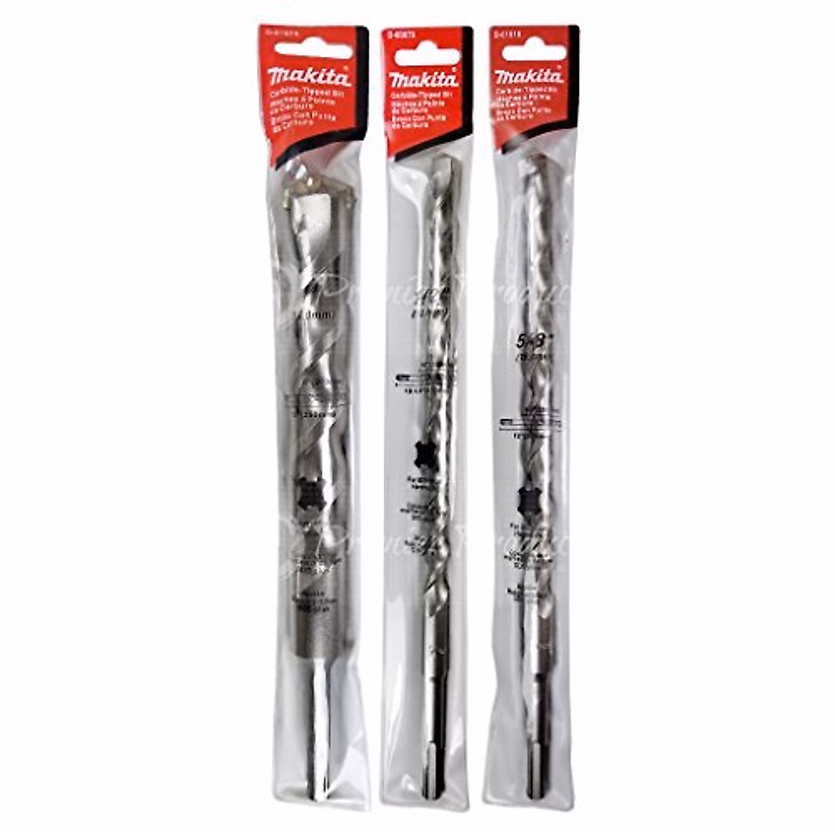 Makita 3 Piece - SDS-Plus Long Drill Bit Set for SDS+ Rotary Hammers - Deep HD Drilling for Concrete & Masonry - Carbide Tipped Bits