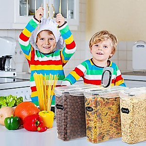 OSTBA APPLIANCE 4 PCS Food Storage Container 3.7L, Cereal Storage Containers with Lid Airtight, Clear Plastic BPA Free Kitchen Storage Containers for Flour, Oats, Careal Dispenser with Labels