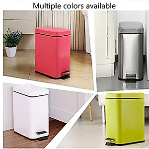 MYBA Trash Can Square Stainless Steel Kitchen Office Living Room Trash can,Foot Pedal Trash bin Removable Liner Plastic Waste bin, 5L/10L Garbage Bin (Color : White-1, Size : 5L)