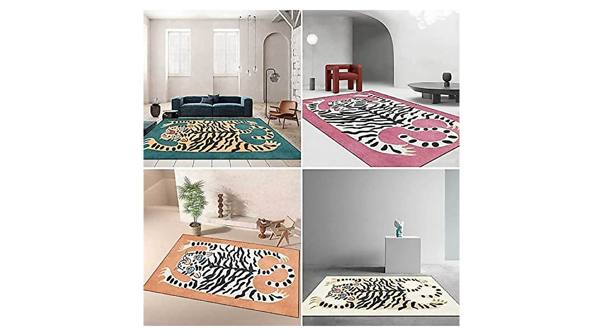 Pink Cartoon Tiger Rug - Cute Non-Slip Area Rug