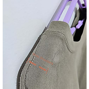 Fineget Travel Hangers with Clips Foldable Plastic Clothes Coat Shoes Socks Shorts Skirt Shirt Hangers Non Slip Heavy Duty Hangers Purple 4 PCS + 8 Clips