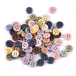 LKXHarleya 100pcs 10mm Colorful Wooden Buttons for Handmade DIY Crafts Clothing Sewing, Brown