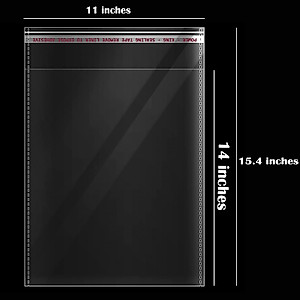 11” x 14” Large Resealable Cellophane Bags 500 pcs Self Sealing Clear Bags for Packaging Products Self-adhesive Clear Plastic Bags for Clothes, T-shirts, Pants and Gifts, Small Business Shipping Bags