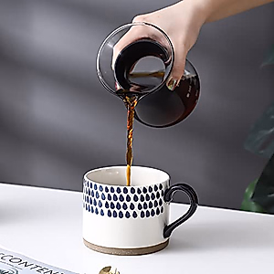 SOUJOY Set of 4 Porcelain Coffee Mugs, 15 Oz Hand Painted Coffee Cups with Handles, Glazed Stoneware Mugs for Tea, Hot or Cold Drinks, Best Gifts for Birthday, Thanksgiving, Christmas