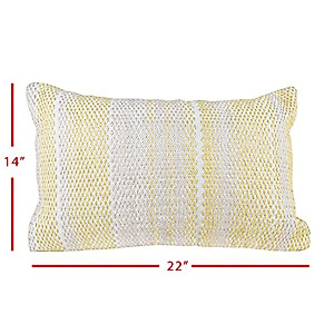 Foreside Home & Garden Yellow & Gray 14X22 Hand Woven Filled Outdoor Pillow
