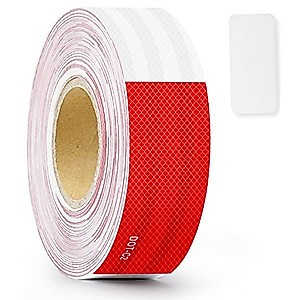 DIRZA Reflective Safety Tape 2 Inch x 151 Feet DOT-C2 Waterproof Red/White Adhesive Conspicuity Reflective Tape for Trailers,Cars,Vehicles,Boats,Signs,Warning