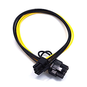 6 Pin Male to 8 Pin (6+2) Male PCIe Adapter Power Cable PCI Express Extension Cable (24 Inch)