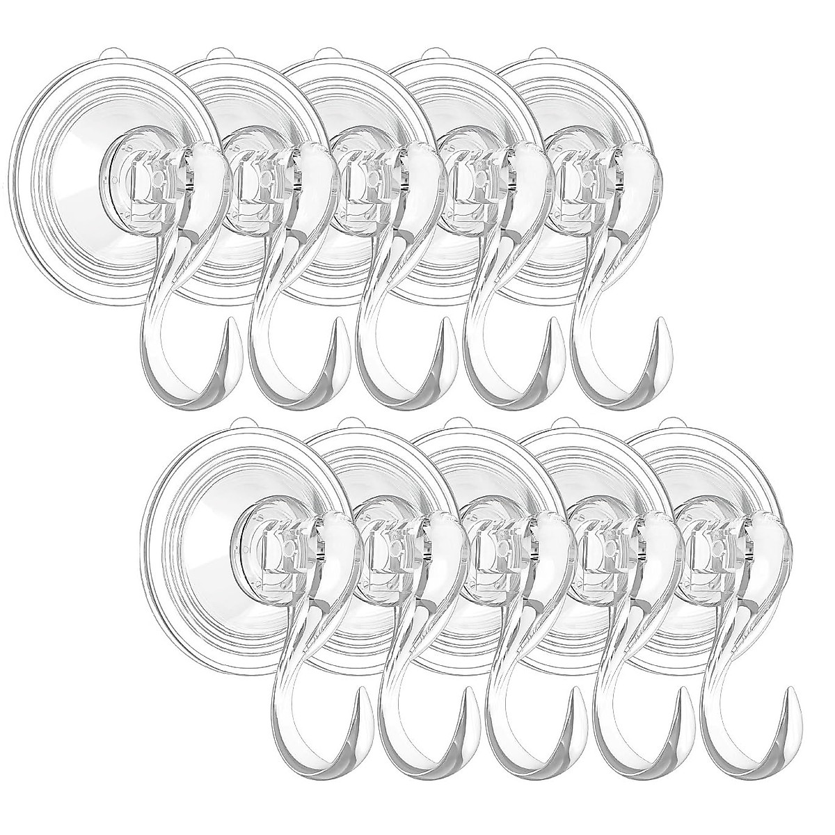 LMI LOVE MORE IDEA Suction Cup Hooks Large Clear Reusable Heavy Duty Hanger Strong Hooks for Bathroom 、Kitchen、Window、Glass and All Smooth Surface Inside and Outside (L-10pack)…