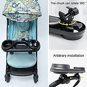 Stroller Snack Tray, 3 in 1 Stroller Cup Holder Clip On Removable Universal Stroller Snack Catcher and Drinks Holder Non Slip (Black)