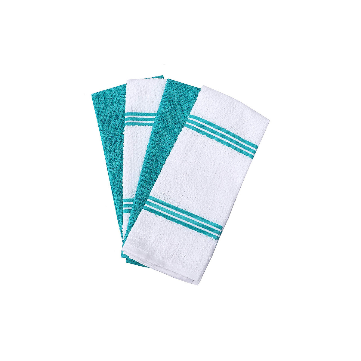 AMOUR INFINI Super Saver Bundle Pack of 4 Terry Dish Towels + 8 Dish Cloths | Ultra Soft and Absorbent Kitchen Towel & Dishcloth Combo | 100% Cotton Dishtowels for Washing Up | Teal