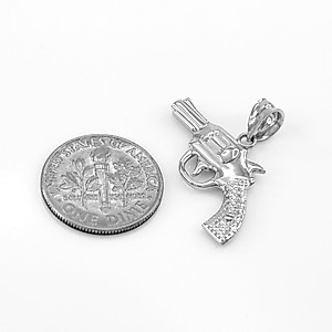 Solid 925 Sterling Silver Revolver Pistol Gun Pendant
