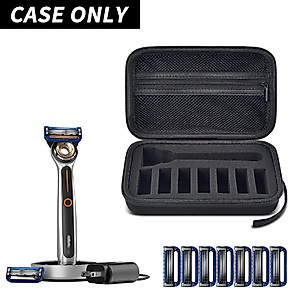 PAIYULE Travel Case Compatible with Gillette Heated Razor for Men, Starter Shave Kit Storage Holder for Blade Refills, Clipper Guards, Charging Dock and Accessories-Black(Box Only)