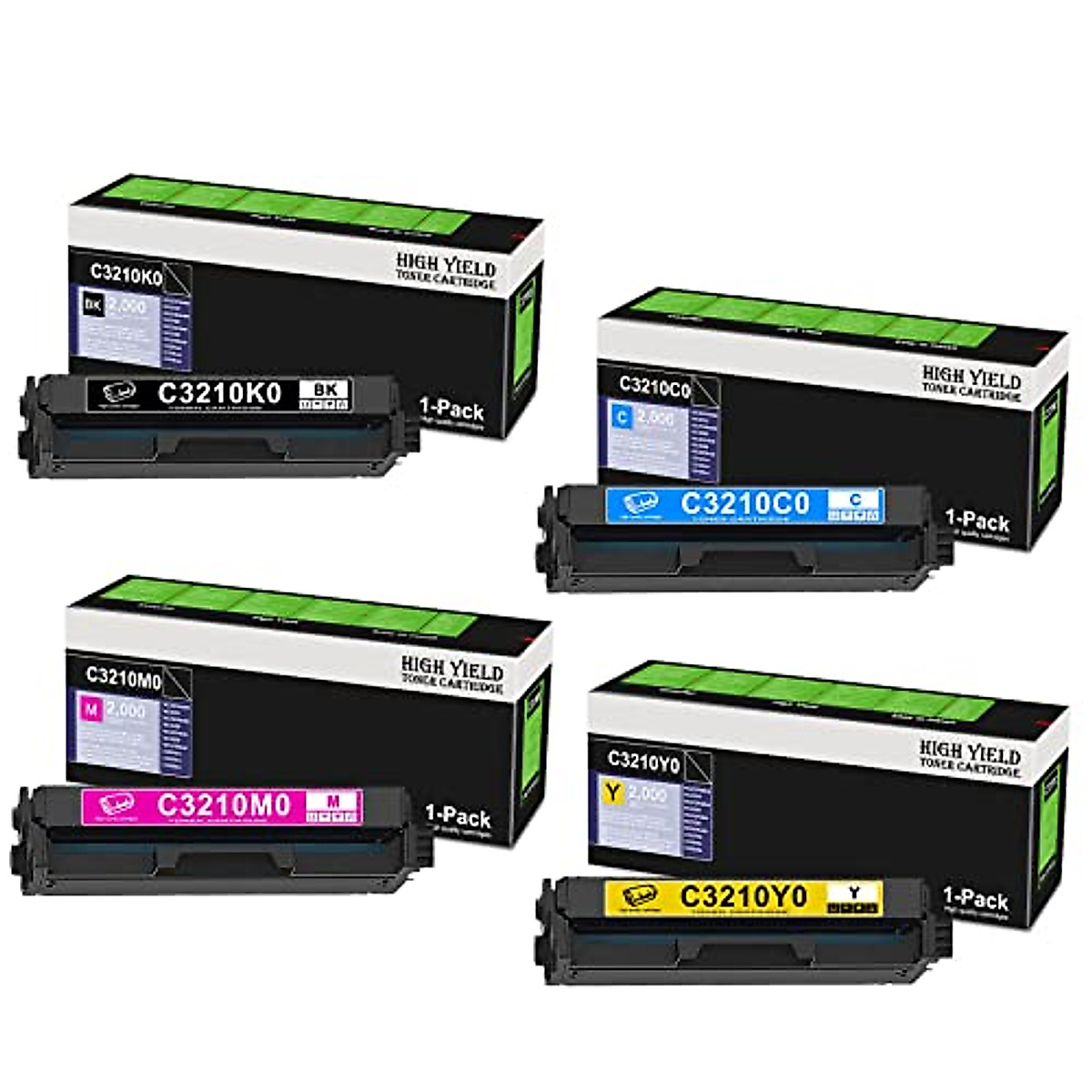 4 Pack 1BK+1C+1M+1Y C3224 C3210K0 C3210C0 C3210M0 C3210Y0 Toner Cartridge Replacement for Lexmark MC3224adwe MC3224i MC3326adwe MC3426i MC3224dwe MC3326i MC3426adw C3224dw C3326dw C3426dw Printer