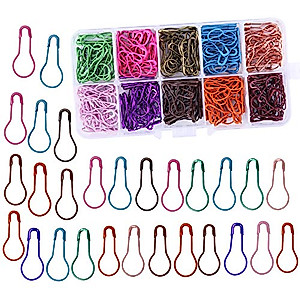 300 Pieces Safety Bulb Pins,10 Colors Calabash Crochet Stitch Markers, Metal Safety Pins for Knitting and DIY Project with Storage Box