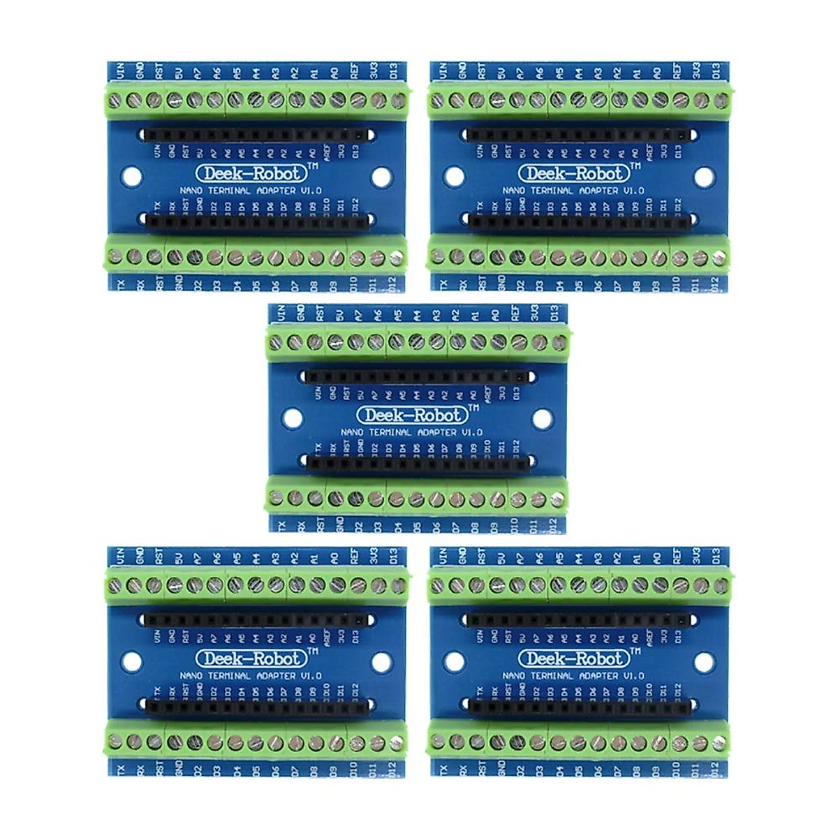 Aideepen 5pcs Nano V3.0 Expansion Board V3.0 Breakout Board Screw Terminal Adapter Shield Nano V3.0 AVR ATMEGA328P-AU Module