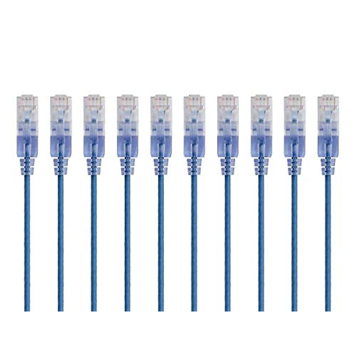 Monoprice Cat6A Ethernet Patch Cable - 7 Feet - Blue | Network Internet Cord - RJ45, 550Mhz, UTP, Pure Bare Copper Wire, 10G, 30AWG, 10-Pack - SlimRun Series