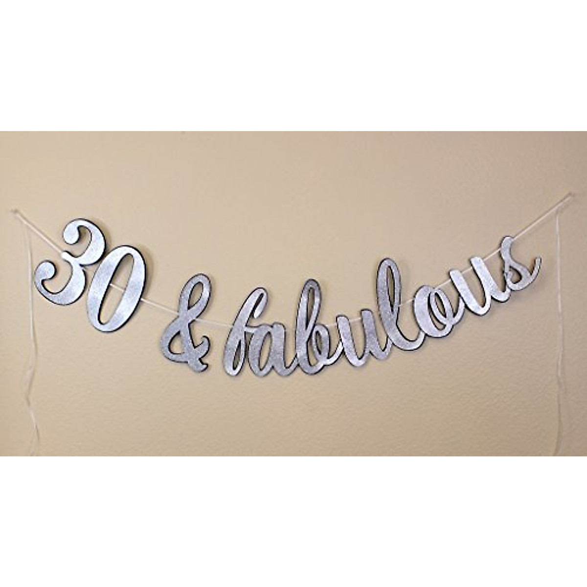 All About Details 30 & Fabulous Cursive Banner (Black & Silver)