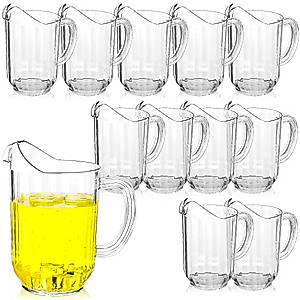 12 Pcs Plastic Pitchers 60 Ounce Clear Restaurant Pitcher Jug Large Water Pitcher Carafe Serve Milk Tea Juice Drink for Parties Container Dispenser Beer Jar