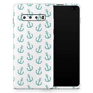 DesignSkinz Teal Micro Anchors Protective Vinyl Decal Wrap Skin Cover Compatible with The Samsung Galaxy S20 (Screen Trim & Back Glass Skin)