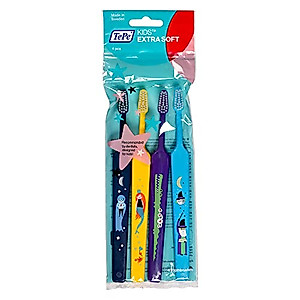 TEPE Kids Toothbrush, Extra Soft Kid and Toddler Toothbrush for Ages 3+, 4 Pack