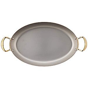 Mauviel M'150 B 1.5mm Polished Copper & Stainless Steel Oval Pan With Brass Handles, 13.8-in, Made in France
