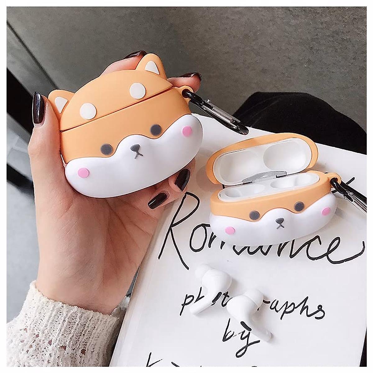 Shiba Inu Headphone Case 3D Headphone Case for AirPods Pro Cute Silicone Case Professional Soft Bottom Bluetooth Headphone Case Storage Box, Anti-Fall, Anti-Lost