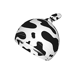 Belinyo Cow Print Newborn Swaddle Set Baby Receiving Blanket with Beanie Hat Infant Swaddle for Girls Boys One Size
