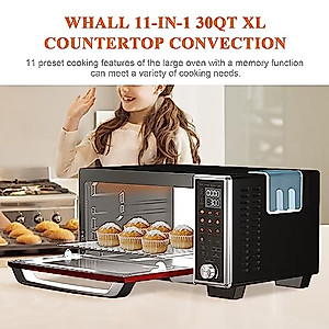 WHALL Toaster Oven Air Fryer, Max XL Large 30-Quart Smart Oven,11-in-1 Toaster Oven Countertop with Steam Function,12-inch Pizza,6 slices of Toast, 4 Accessories Included, Stainless Steel /1700W/R