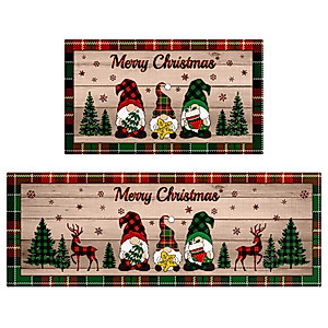 Christmas Kitchen Rugs Christmas Rug Christmas Kitchen Decor Christmas Gnomes Buffalo Border Christmas Kitchen Mat Christmas Mat Kitchen Runner Rugs Comfort Home Decor Non-Slip Floor Mat Doormat