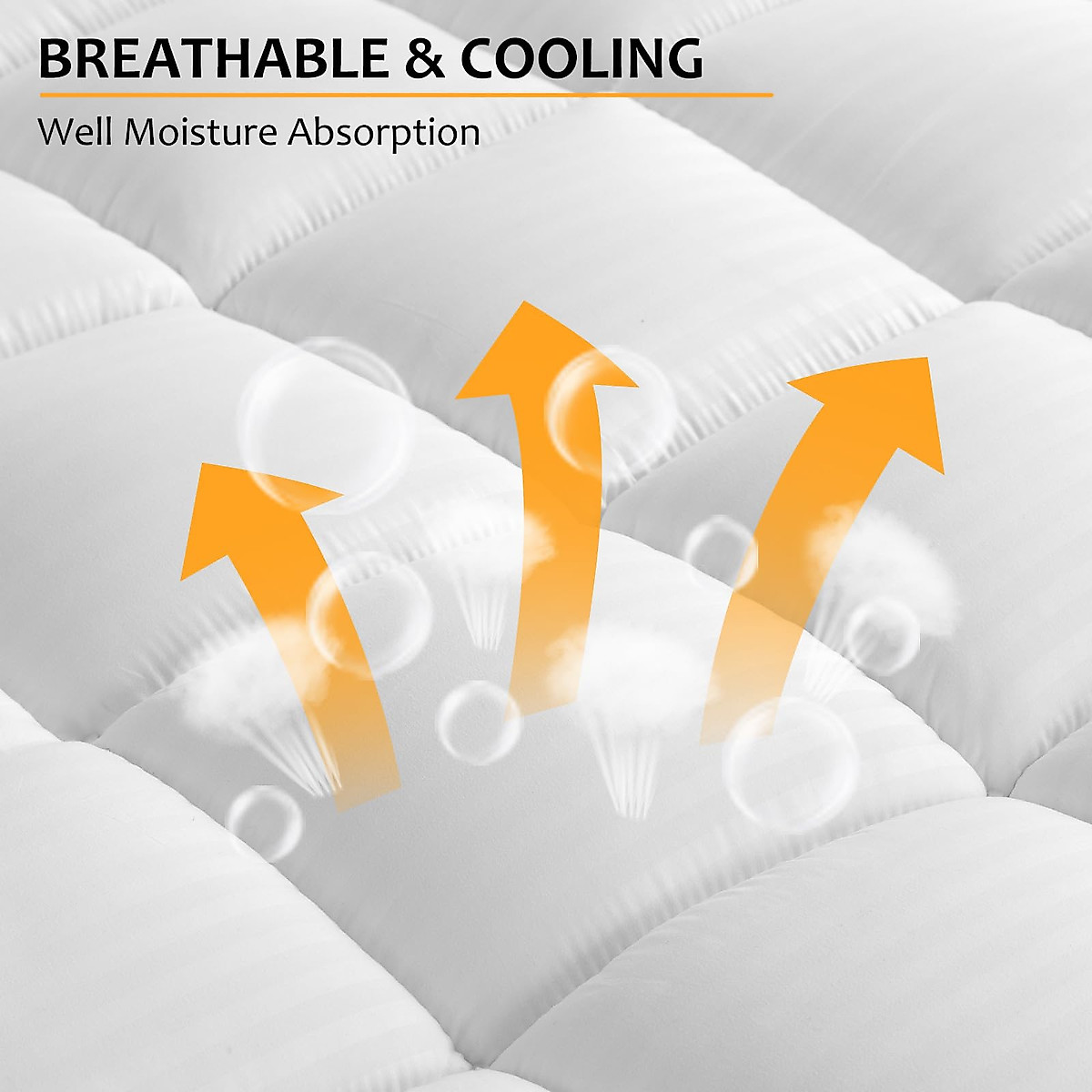 King Size Mattress Topper, Extra Thick Pillowtop, Cooling Plush Mattress Pad Cover for Back Pain Relief, Soft Down Alternative Fill Mattress Protector(76x80 Inches)