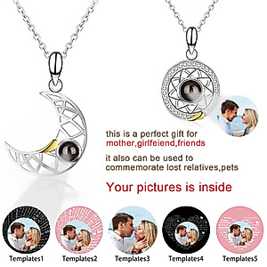 YESTIME Custom Necklace with Picture Inside - Picture Necklace Personalized Photo, Personalized Projection Necklace for Women, Anniversary Memorial Gift for Her/Women/Mom/Couple