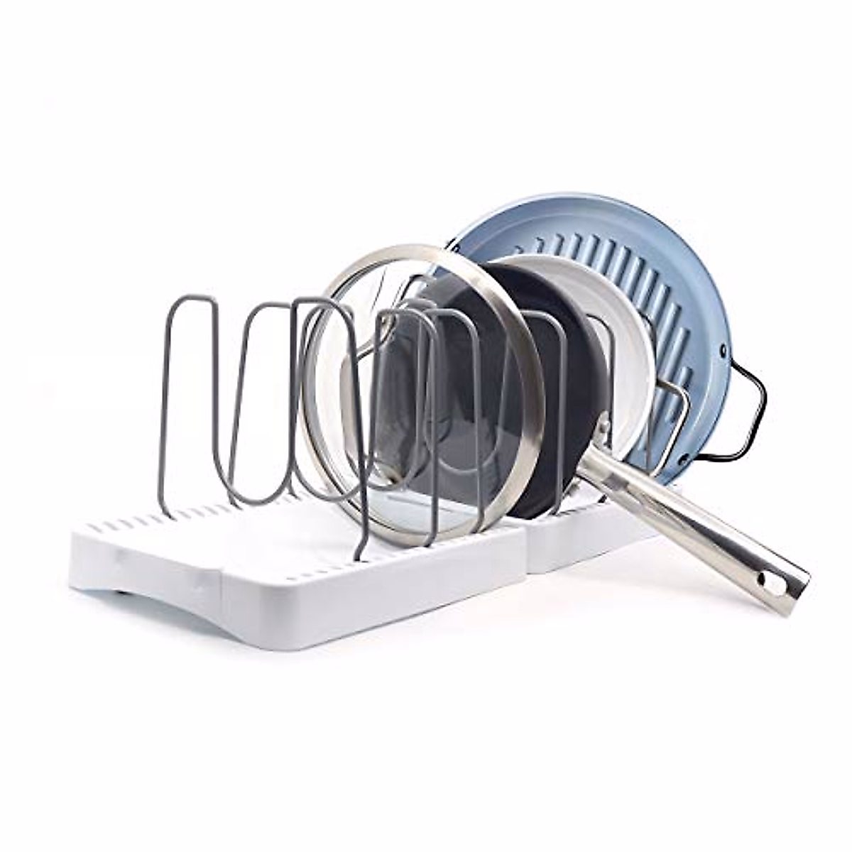 Grand Fusion Adjustable Kitchen Cabinet and Drawer Organizer, Clutter-Free Pantry Organization and Storage, Holds Pots, Pans, Lids, Cutting Boards, Trays and Sheets, Pack of 2