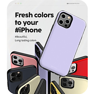 GOOSPERY for iPhone 12 Pro Max 6.7"(2020) Card Holder Wallet Case, Easy Magnetic Door Closure Protective Dual Layer Bumper Sturdy Phone Back Cover with Hidden Mirror - Purple