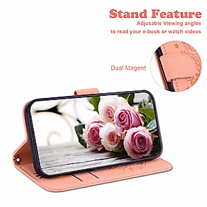 ONV Flip Case Compatible with Sony Xperia 1 III - Rose Butterfly Embossed Phone Case with Card Holder Lanyard Stand Case Leather Magnetic Wallet Cover for Sony Xperia 1 III [XT] -Pink