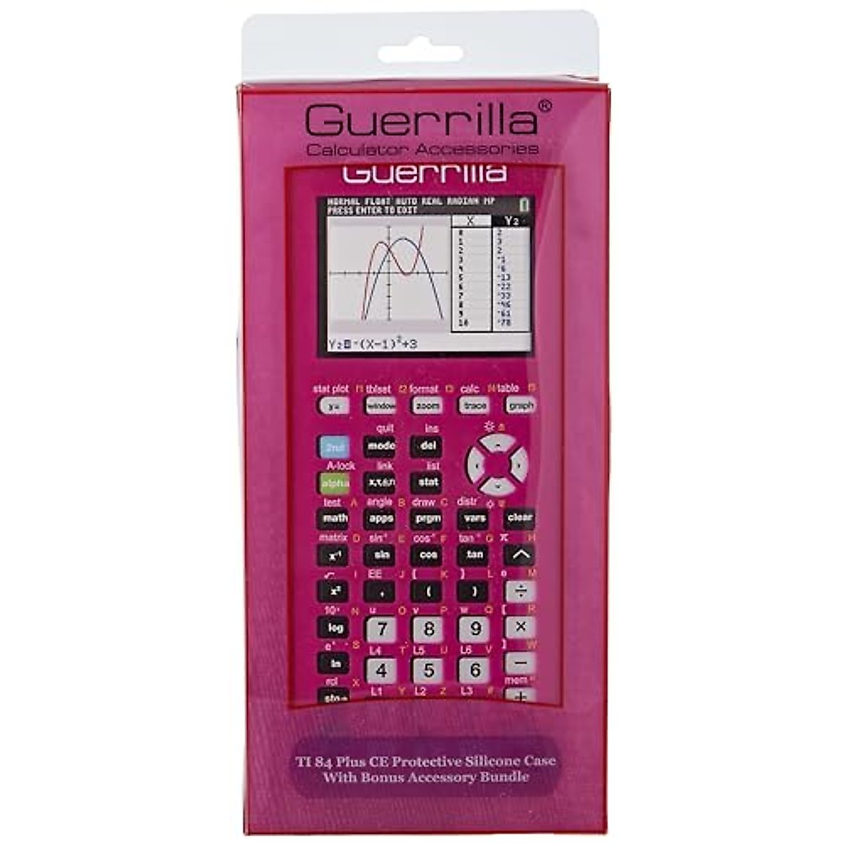 Guerrilla Silicone Case for Texas Instruments TI-84 Plus CE Color Edition Graphing Calculator With Screen protector and Graphing Ruler, Pink