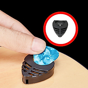 Pick Holder CHENJIN 6PCS Black Plastic Stick-on Guitar Pick Holder Pickholder with Adhesive Back Spring Guitar Accessories for Acoustic Guitar Bass Ukulele Guitar Pick Case