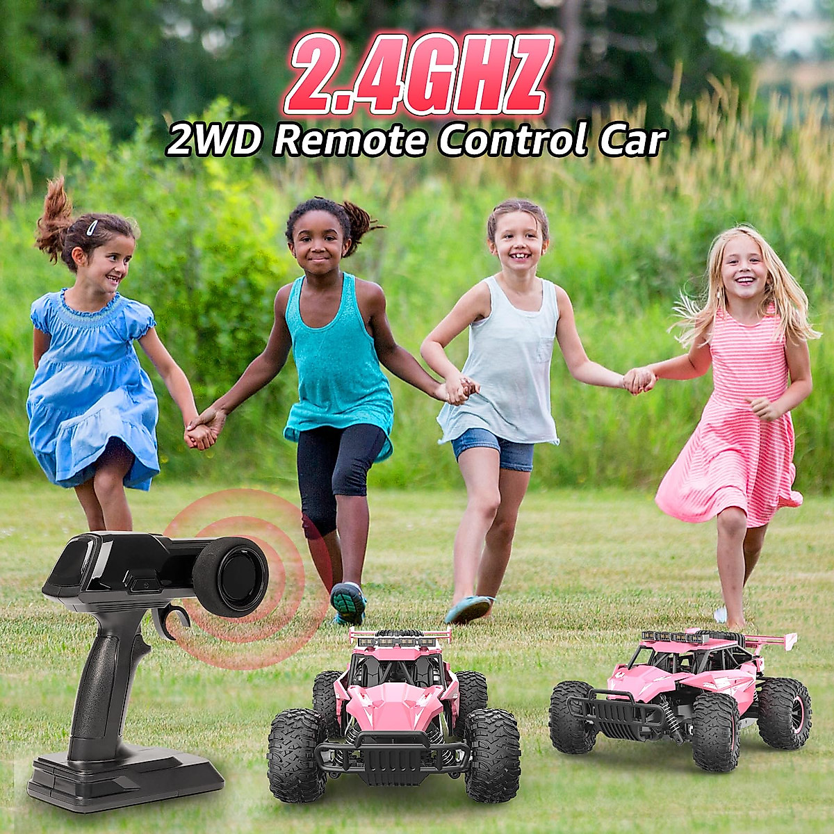 kolegend Remote Control Car for Girls 50+min Monster Trucks 20km/h 1:12 Scale 13 Inch All Terrains RC Truck with Flashing Chassis Lights Gift Toys for Girls Kids Boys