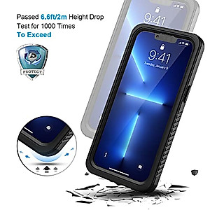 Lanhiem for iPhone 13 Pro Max Case, IP68 Waterproof Dustproof Shockproof Cases with Screen Protector, Full Body Protective Front and Back Cover for iPhone 13 Pro Max - 6.7 inch (Black)