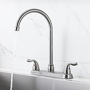 HOTIS HOME Brushed Nickel 3 Hole Kitchen Faucet, 2 Handle 4 Hole Kitchen Faucet, High Arc Swivel Spout Stainless Steel Sink Faucet for Rv Camper