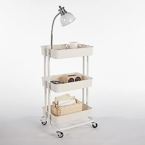 Urban Lifestyle Plastic 3 Tier Rolling Storage Cart, White