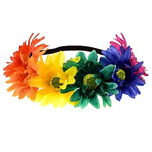 MSHUI Hippies Sun Flower Garland Crown Festival Hair Wreath Floral Headband Set