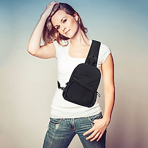 Small Crossbody Sling Backpack Sling Bag, Chest Bag Daypack Cross Body Bag Fanny Pack for Outdoors Traveling Hiking - Black