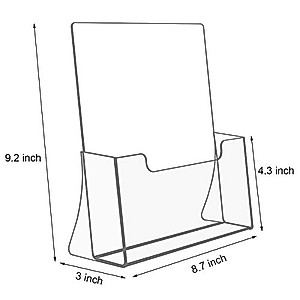 NIUBEE Acrylic Brochure Holder 8.5 x 11 inches 2 Pack, Clear Acrylic Literature Holder Plastic Flyer Display Stand, Acrylic Countertop Organizer for Magazine, Pamphlet, Booklets, Menu, Journals