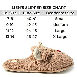 Dearfoams Unisex Women's Funny Ugly Christmas Sweater Turkey Holiday Scuff Slipper, Men's Reindeer, Large