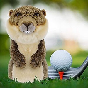 Golf Club Covers, Groundhog/Sloth Marmot Golf Head Covers, Gopher Cover for Drivers, Adorable Crafted Plush Animal Covers, Brown Beige for Men, Women