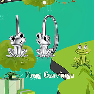 MEIDERBO Frog Earrings S925 Sterling Silver Hypoallergenic Frog Hoop Earrings Women Frog Jewelry Gifts for Daughter