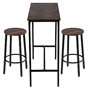 VEVOR Bar Table and Chairs Set 39" Pub Table Set with 2 Bar Stools Kitchen Dining Table and Chairs Set for 2 Iron Frame Counter Height Dining Sets for Home, Kitchen, Living Room