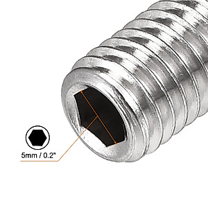 uxcell Ball Point Set Screws, M10 x 16mm 304 Stainless Steel Metric Spring Hex Socket Screw 6pcs